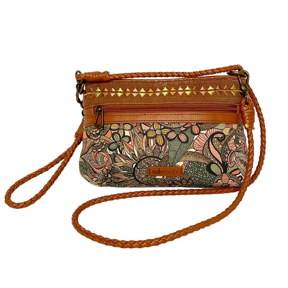 Sakroots | Bags | Sakroots Fabric And Leather Floral Crossbody Wristlet ...